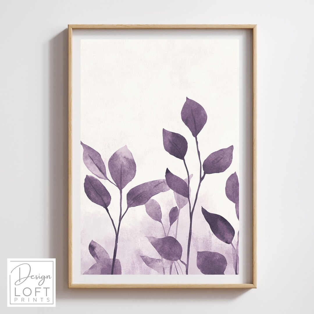 Watercolor Purple Leaf Print: Abstract Botanical Wall Art (digital ...