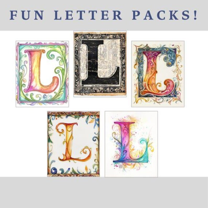 Letter L Prints: Woodblock & Watercolor Initial Art (PDF File) - Etsy