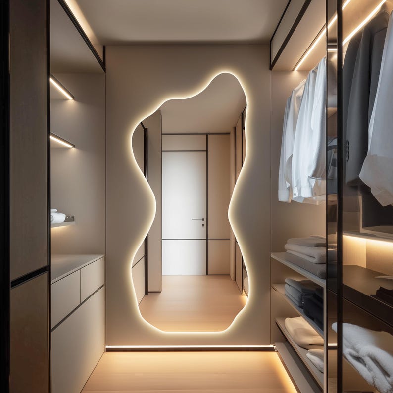 LED Full Length Mirror – Illuminated Floor Mirror – Modern Lighted Wall ...
