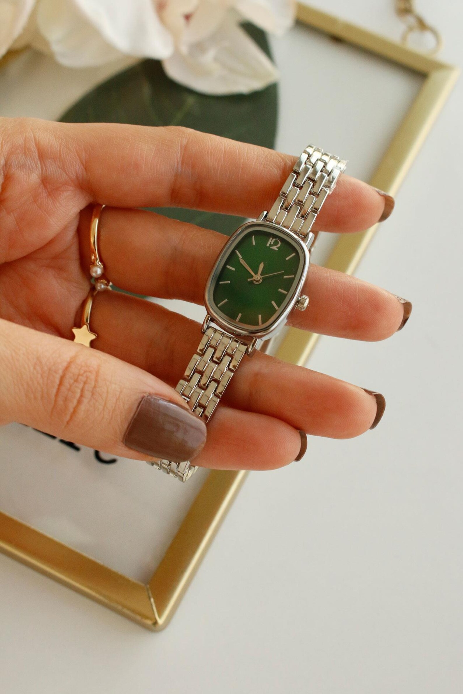 Elegant Gold & Silver Women’s Metal Wristwatch, Vintage Minimalist ...
