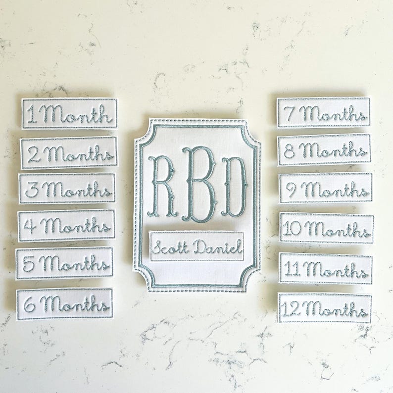Custom Embroidered Baby Milestone Cards, Monogram Milestone Cards, Baby ...