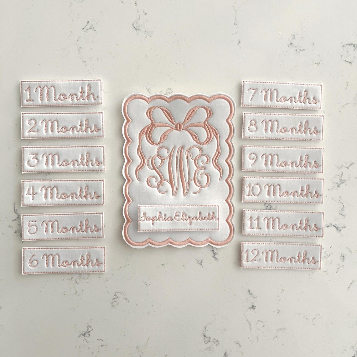 Custom Embroidered Baby Milestone Cards, Bow Milestone Cards, Baby Girl ...