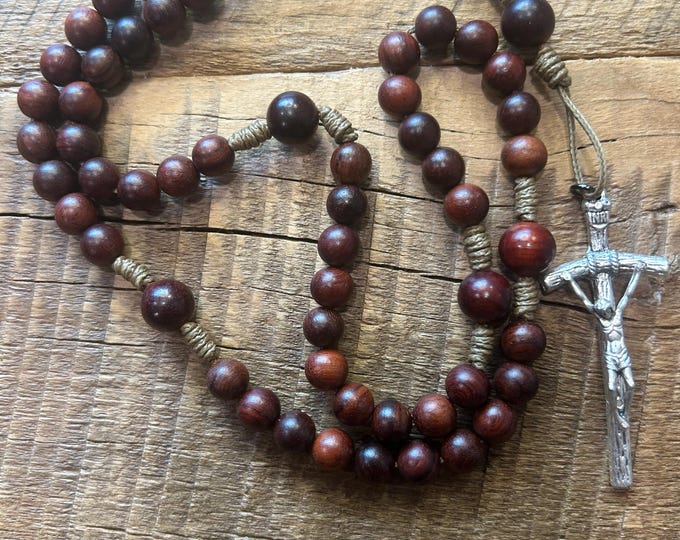 Handmade Red Sandalwood Catholic Rosary – Papal Crucifix – Durable ...