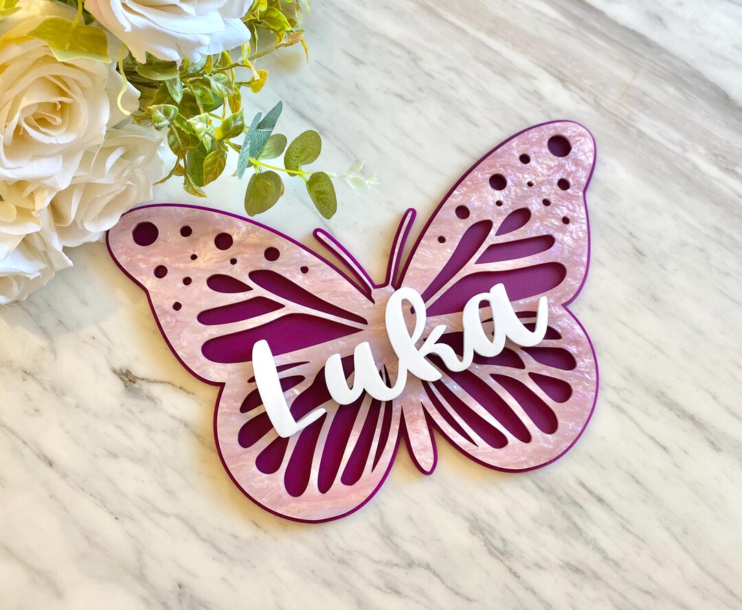 Personalised Butterfly Name Sign | Acrylic Custom Sign | Nursery | Kids ...