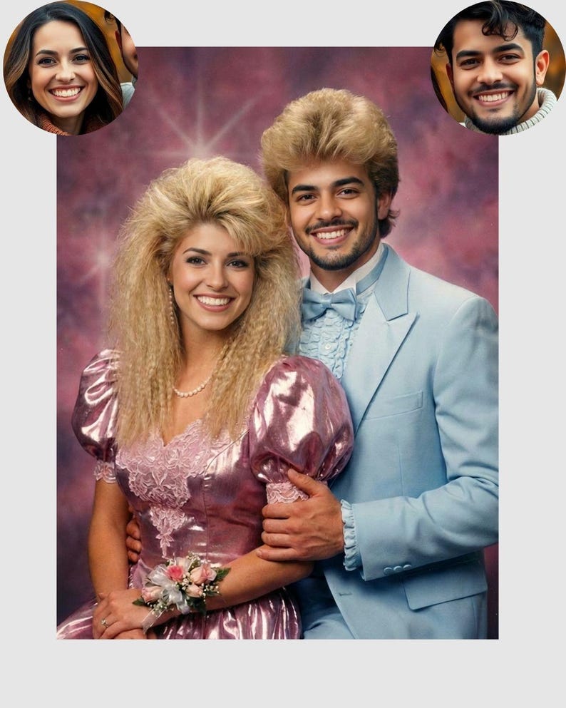 80s Glamour Prom Portrait - Custom Face Swap - Etsy