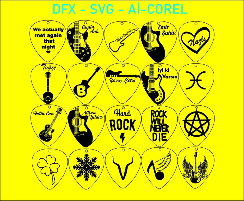 Guitar Pick 20 Set Laser Cut Files – Dxf Ai Svg Formats - Etsy