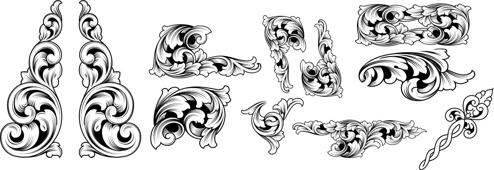 Floral Engraving Scroll Design, SVG DXF PDF - Etsy