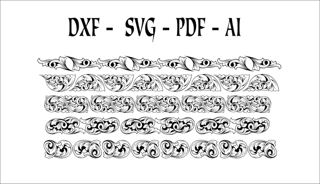 Floral Scroll Engraving Design (SVG, DXF, PDF) - Etsy