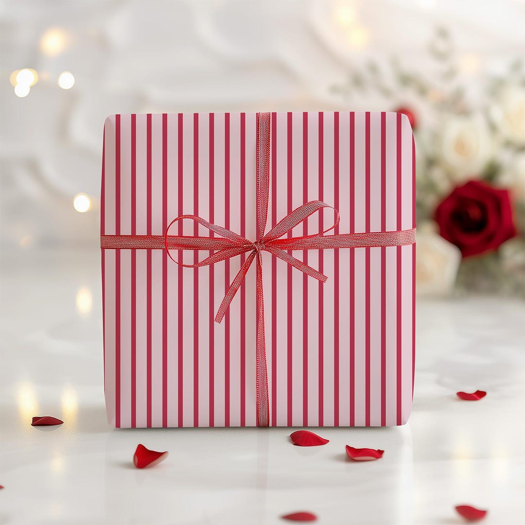 Trendy Colors Wrapping Paper: Pale Pink Lava Falls French Stripe Gift ...