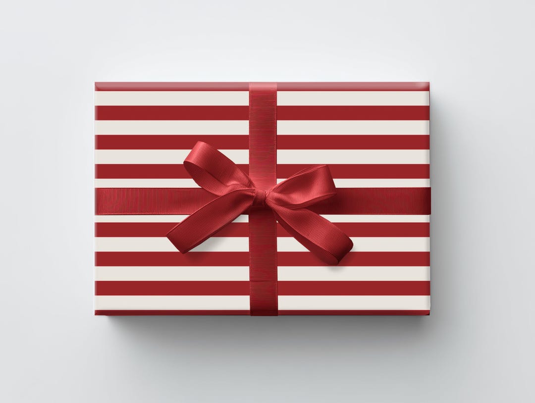 Red Wrapping Paper - Lava Falls Stripe, Luxury Gift Wrap, Trendy Colors ...