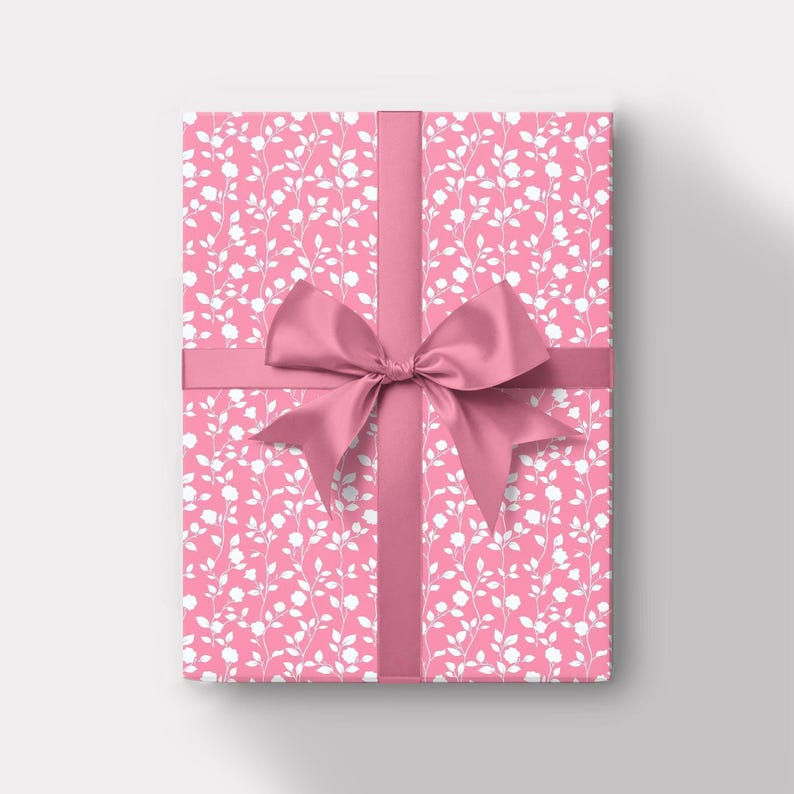 Pink Roses Gift Wrap: Floral Birthday Wrapping Paper - Etsy