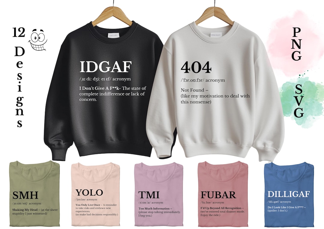 Funny & Sarcastic Dictionary-style T-shirt Design Bundle (12 Designs in ...
