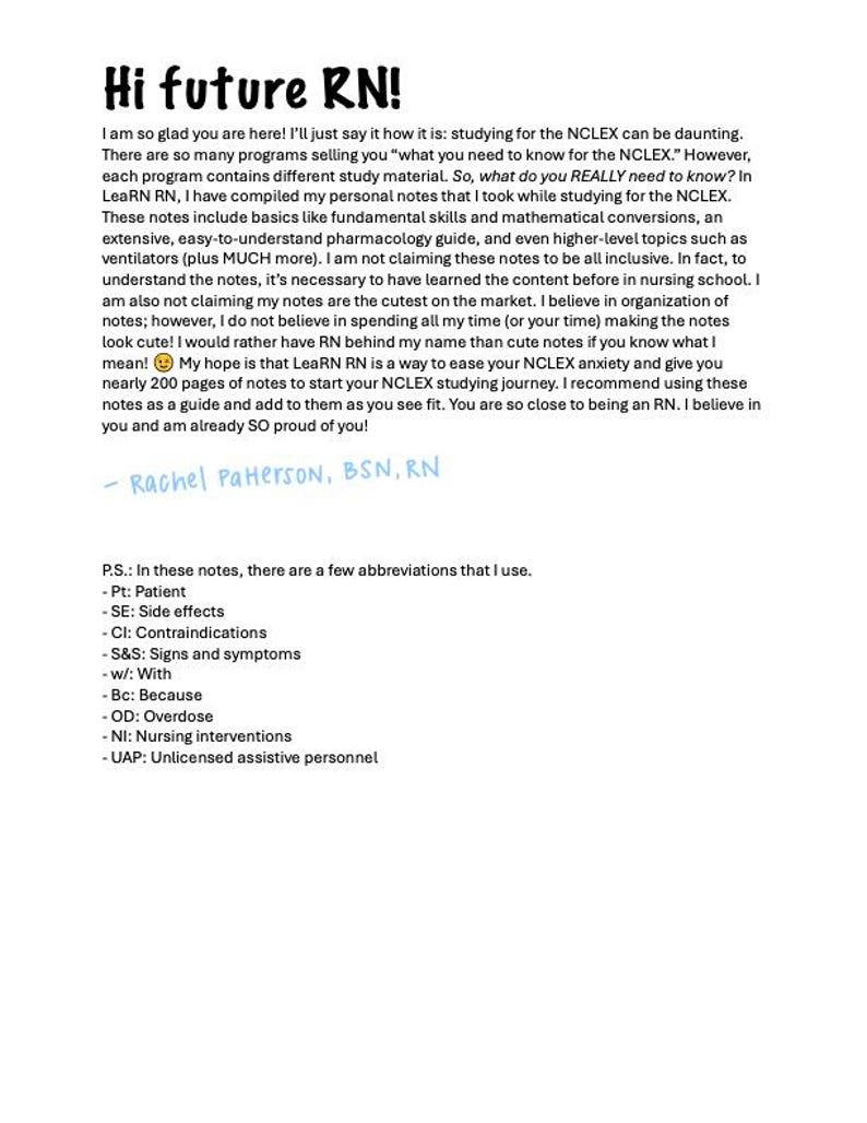 NCLEX Study Notes Learn RN - Etsy