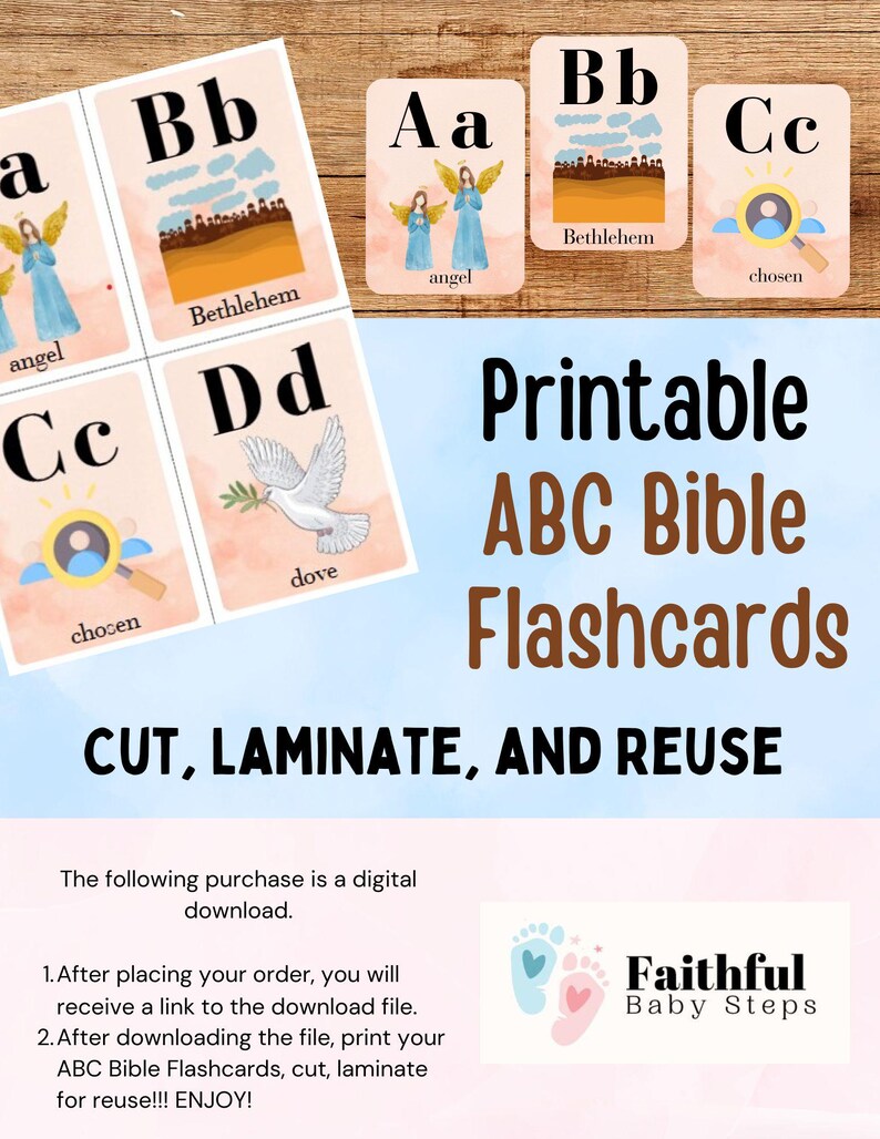Printable ABC Bible Flashcards for Kids | Biblical Alphabet Cards ...