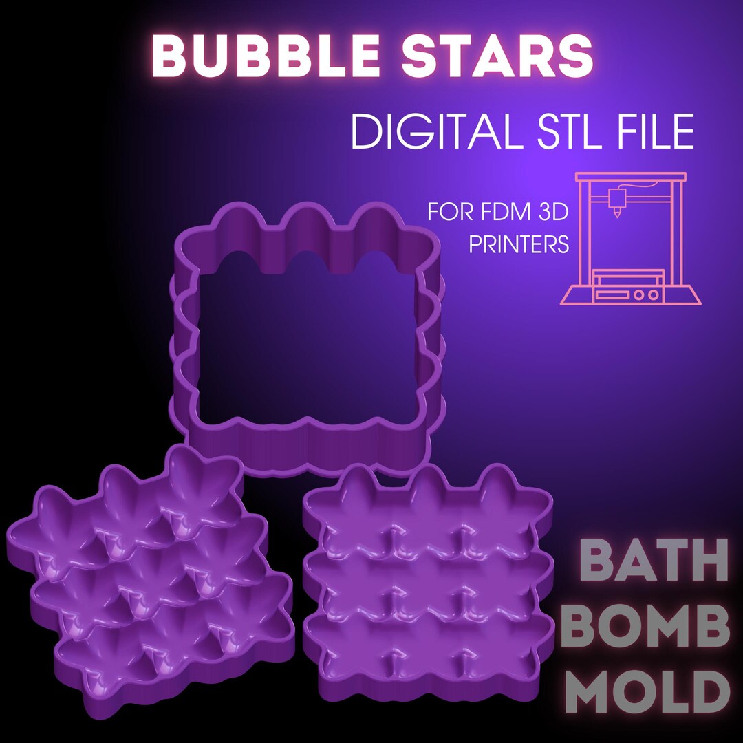 Bubble Stars Bath Bomb Mold STL 3D File. Digital Download for FDM 3D ...