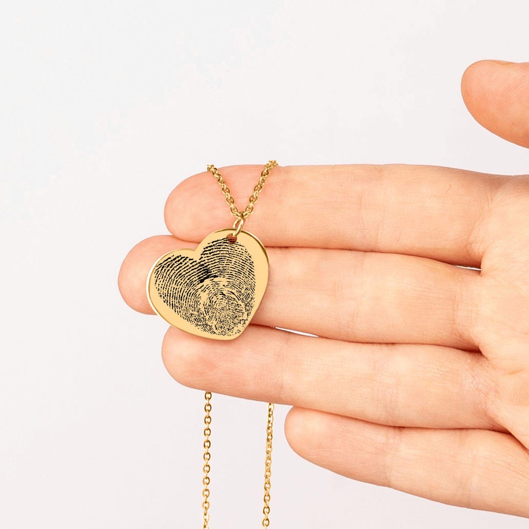 Personalized Hearth Shaped Fingerprints Jewelry, Custom Fingerprint ...