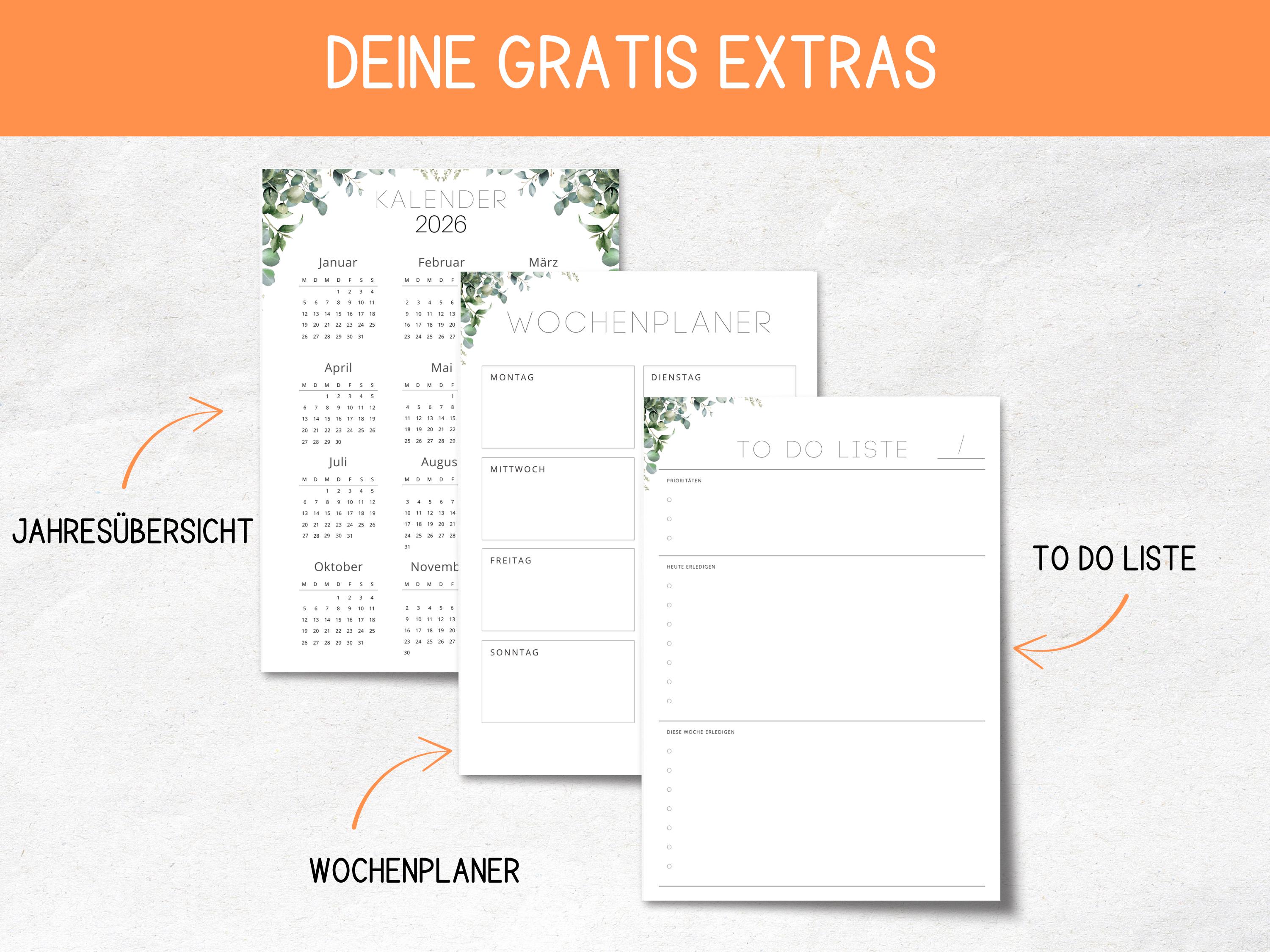 Jaarkalender 2026 PDF, kalender om af te drukken, A4, PDF, jaarplanner ...