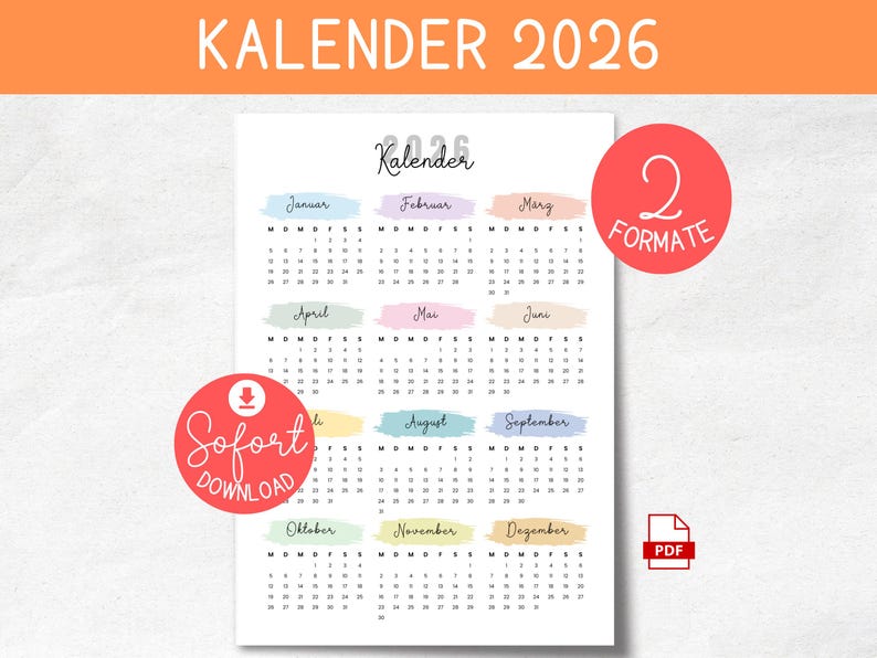 Kalender 2026 zum Ausdrucken und selbst gestalten | Jahreskalender ...