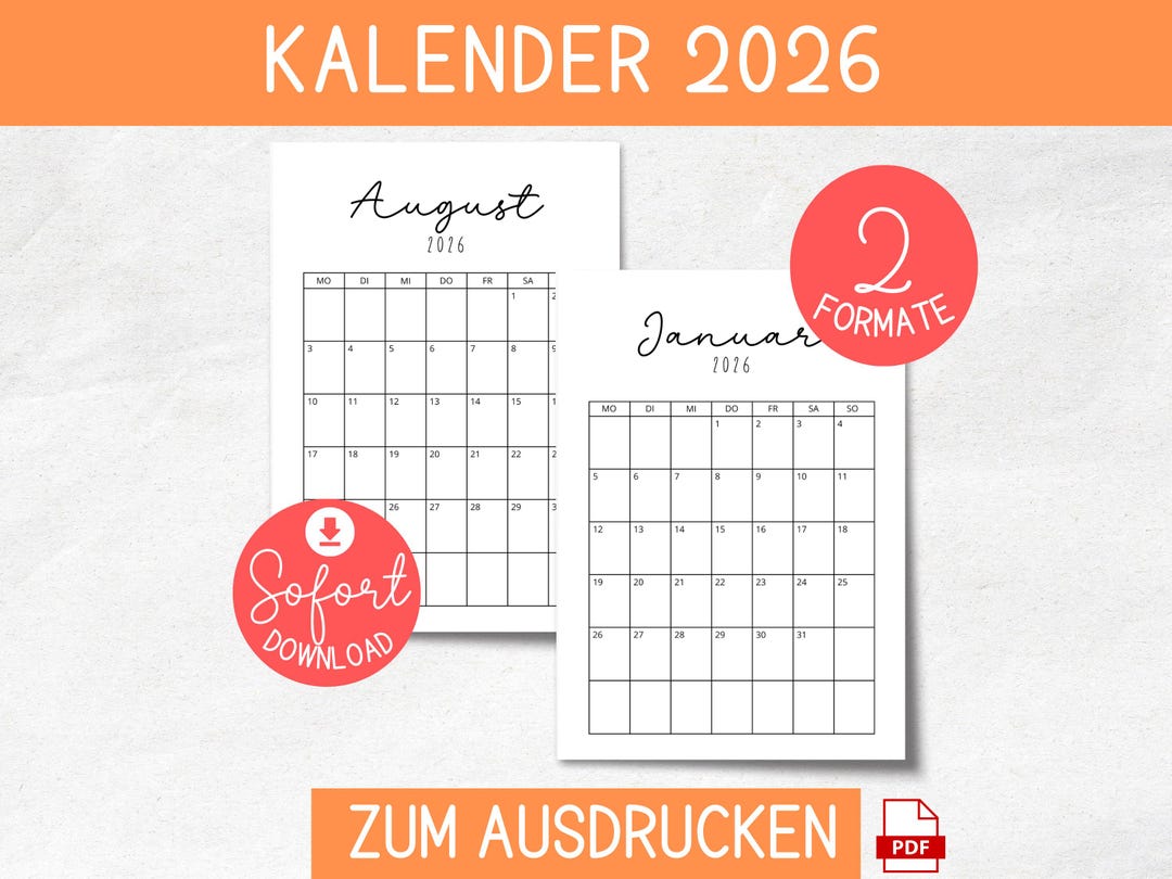 Kalender 2026 zum Ausdrucken und selbst gestalten | Jahreskalender ...