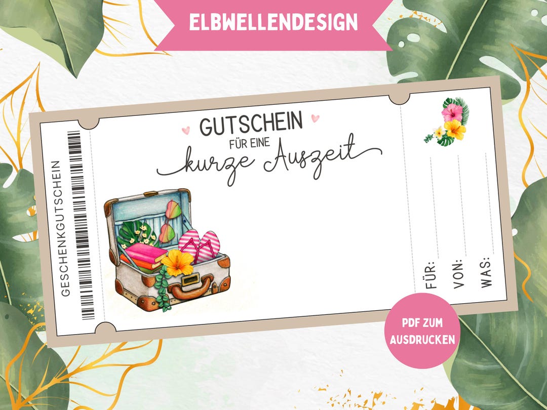 Short Break Voucher, Printable Weekend Trip Gift Voucher, Valentine's ...