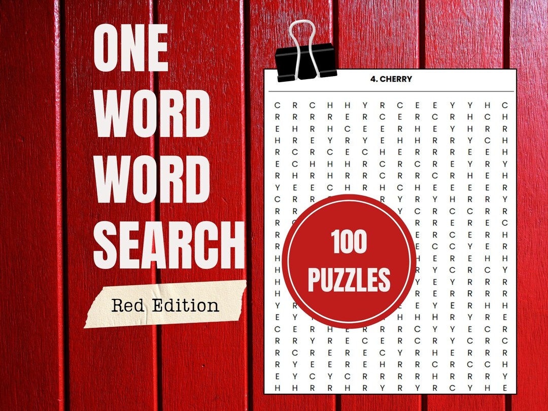 WORD SEARCH BUNDLE: One Word Red Edition | Red Themed Printable Game ...