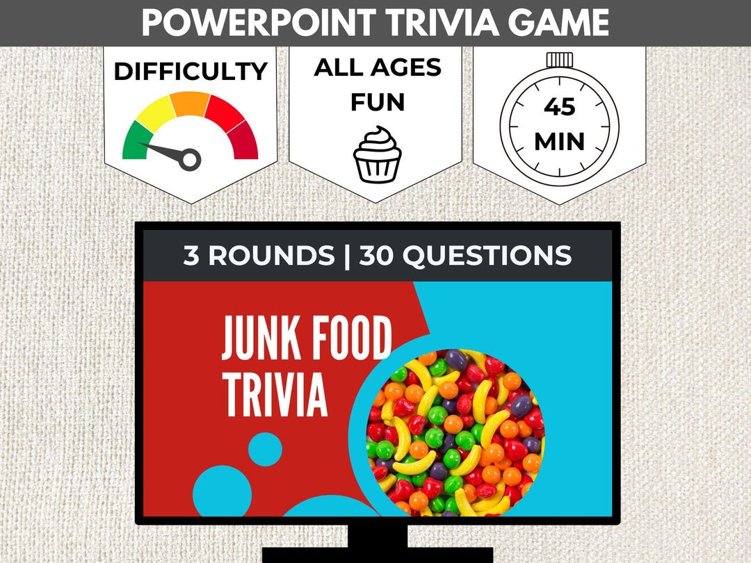 JUNK FOOD TRIVIA Powerpoint Game Candy Digital Slideshow Game Cake ...