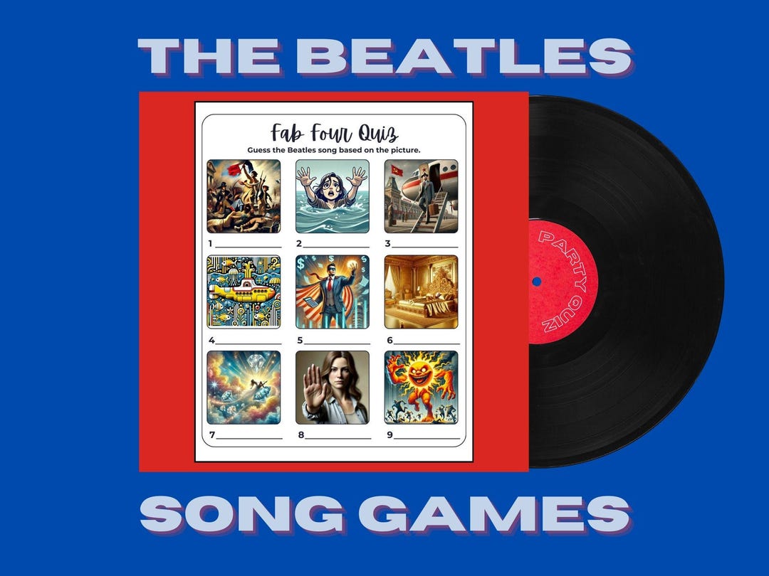 THE BEATLES SONG Quiz Printable Game 60s Music Trivia Name That Tune ...