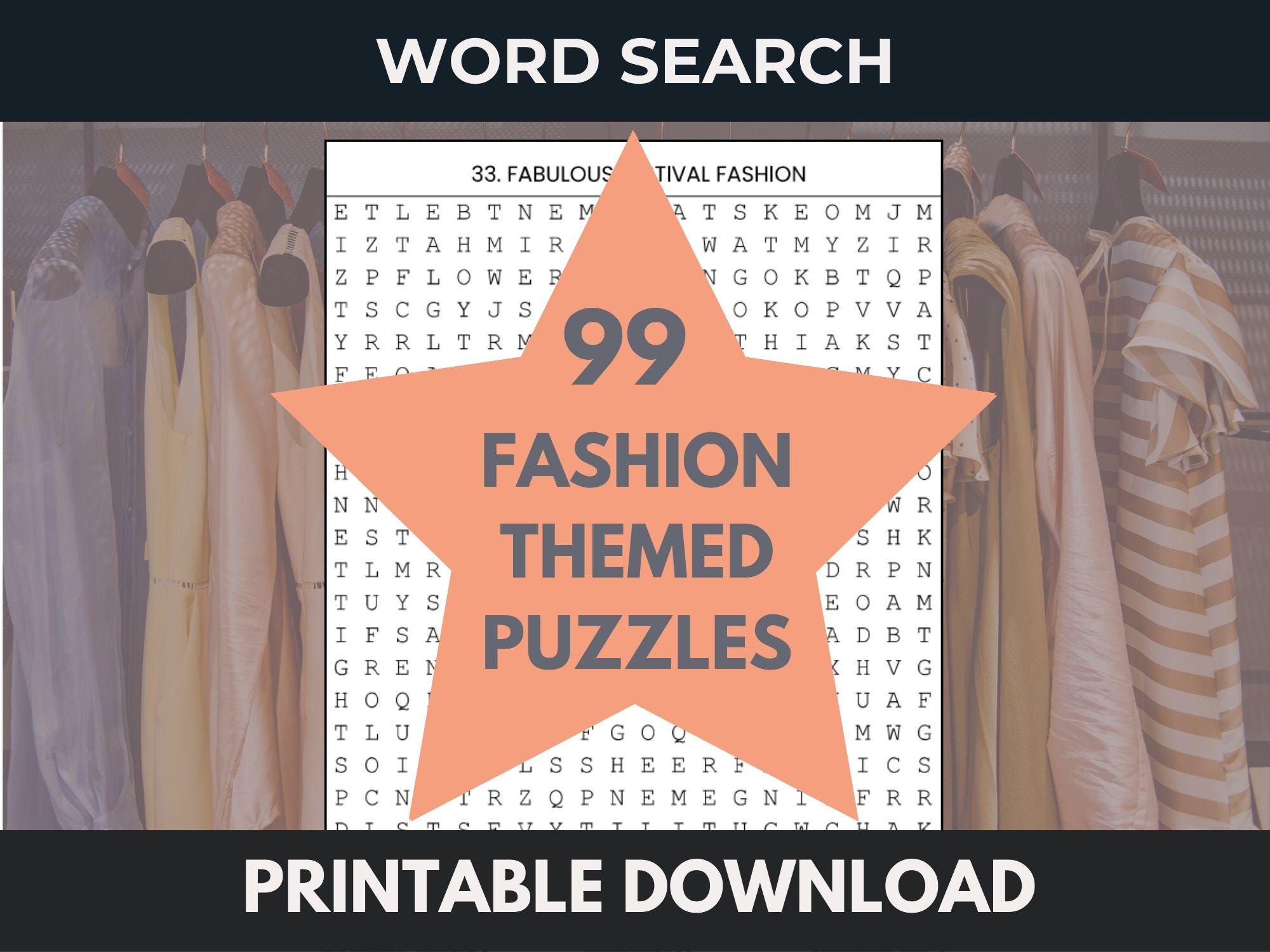 PRINTABLE WORD SEARCH Bundle | Fashion Themed Adult Puzzle Activity ...