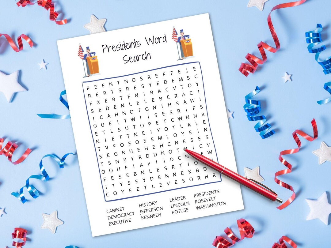 PRESIDENT'S DAY Word Search Puzzle Kids Printable | Homeschool ...