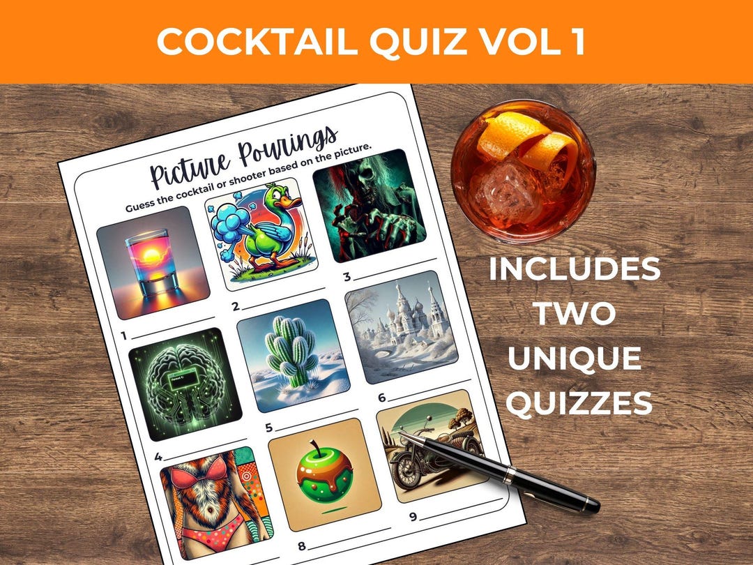 COCKTAIL PARTY GAME Printable Pdf Drinking Games Cocktail Picture Quiz ...