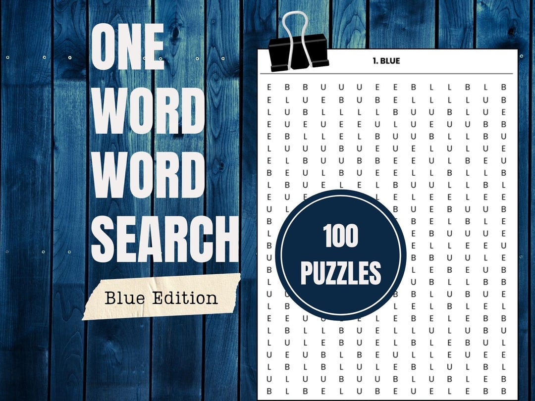 WORD SEARCH BUNDLE: One Word Blue Edition | Blue Themed Printable Game ...