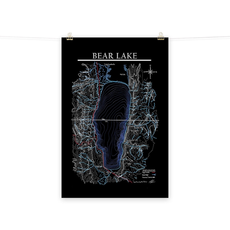 Bear Lake Hand Drawn Topo Map - Poster - Etsy