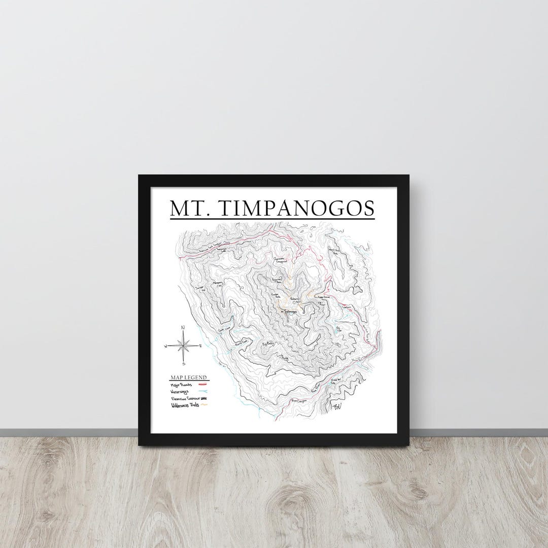 Mt. Timpanogos Hand Drawn Topographic Map - Framed Poster - Etsy
