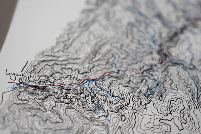 Logan Canyon Hand Drawn Topographic Map - Poster - Etsy