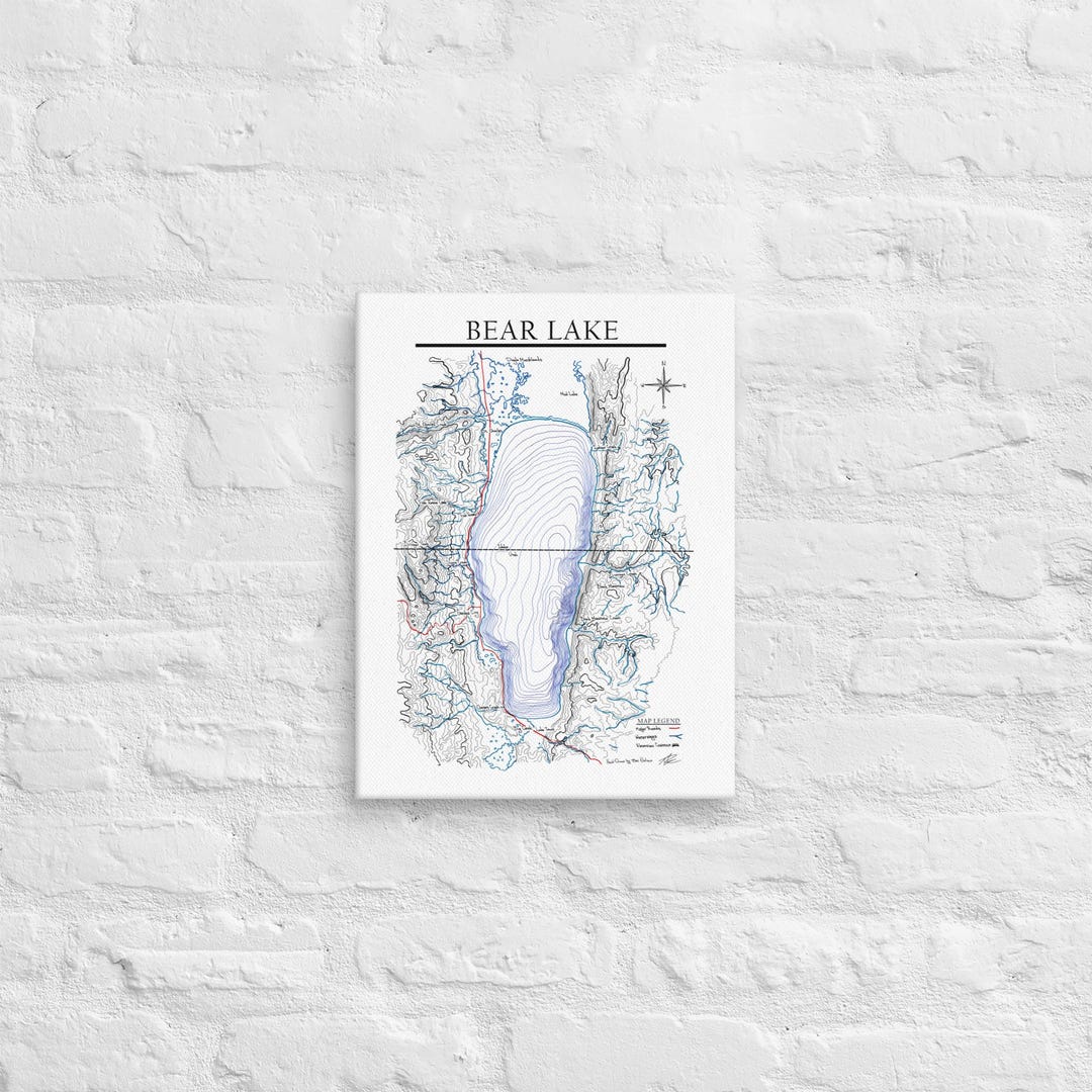 Bear Lake Hand Drawn Map - Canvas - Etsy