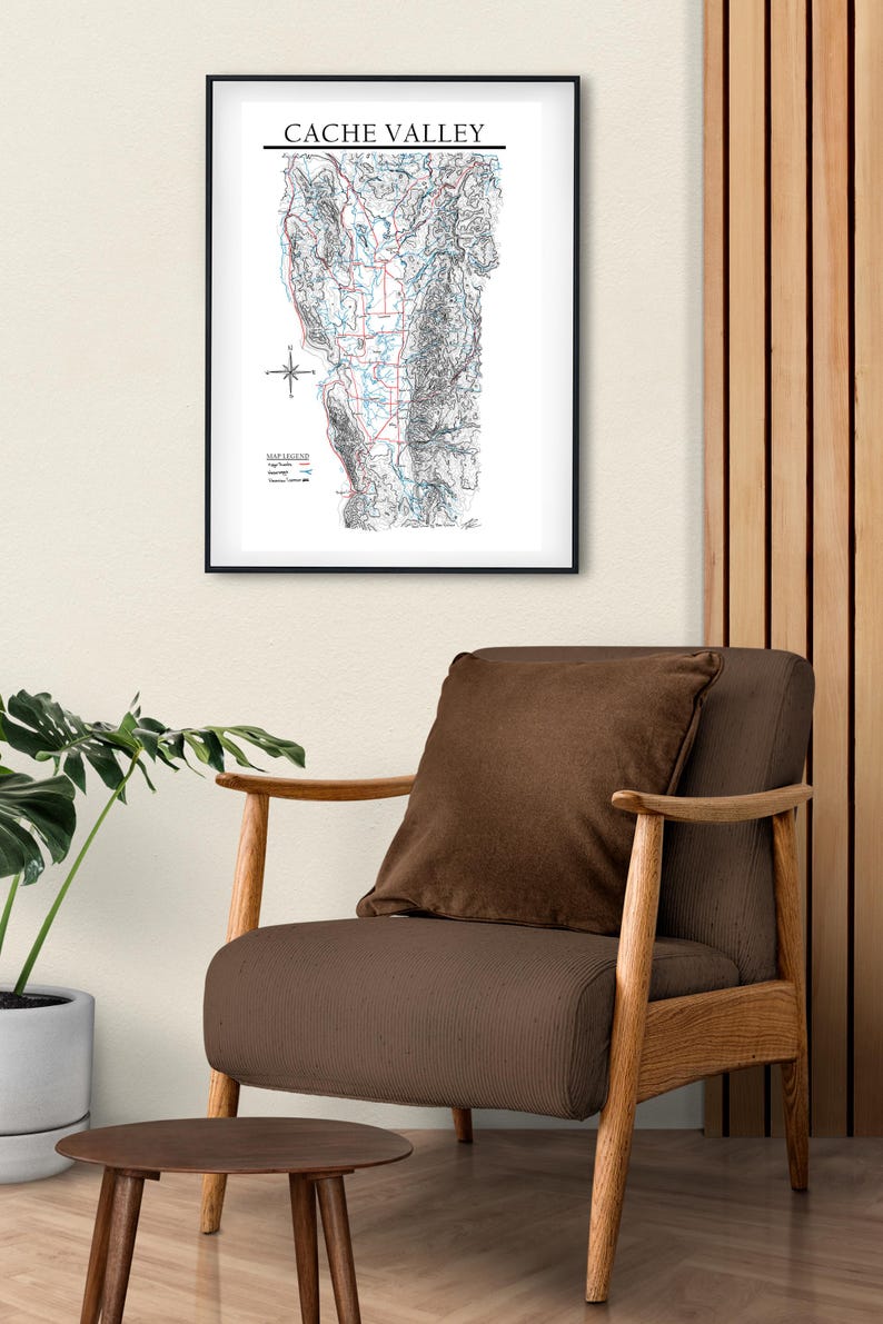 Cache Valley Hand Drawn Map in Frame - Etsy