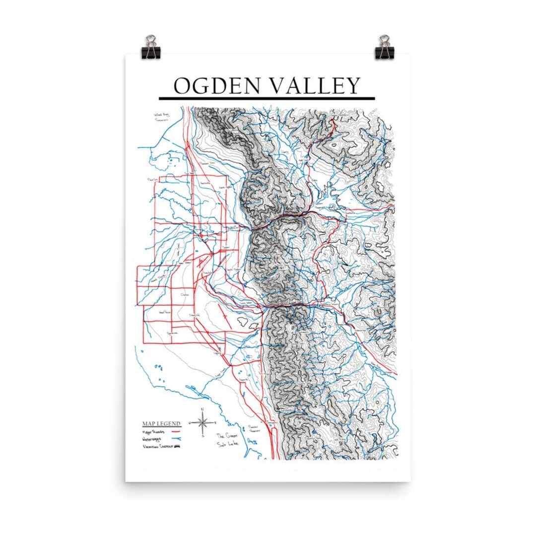 Ogden Hand Drawn Topographical Map Poster - Etsy