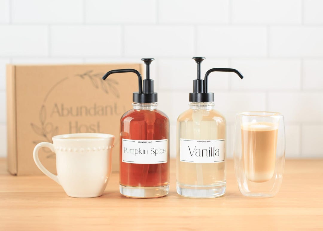 Set of 2 Dispensers for Coffee Syrup Glass Syrup Bottles for Coffee Bar ...