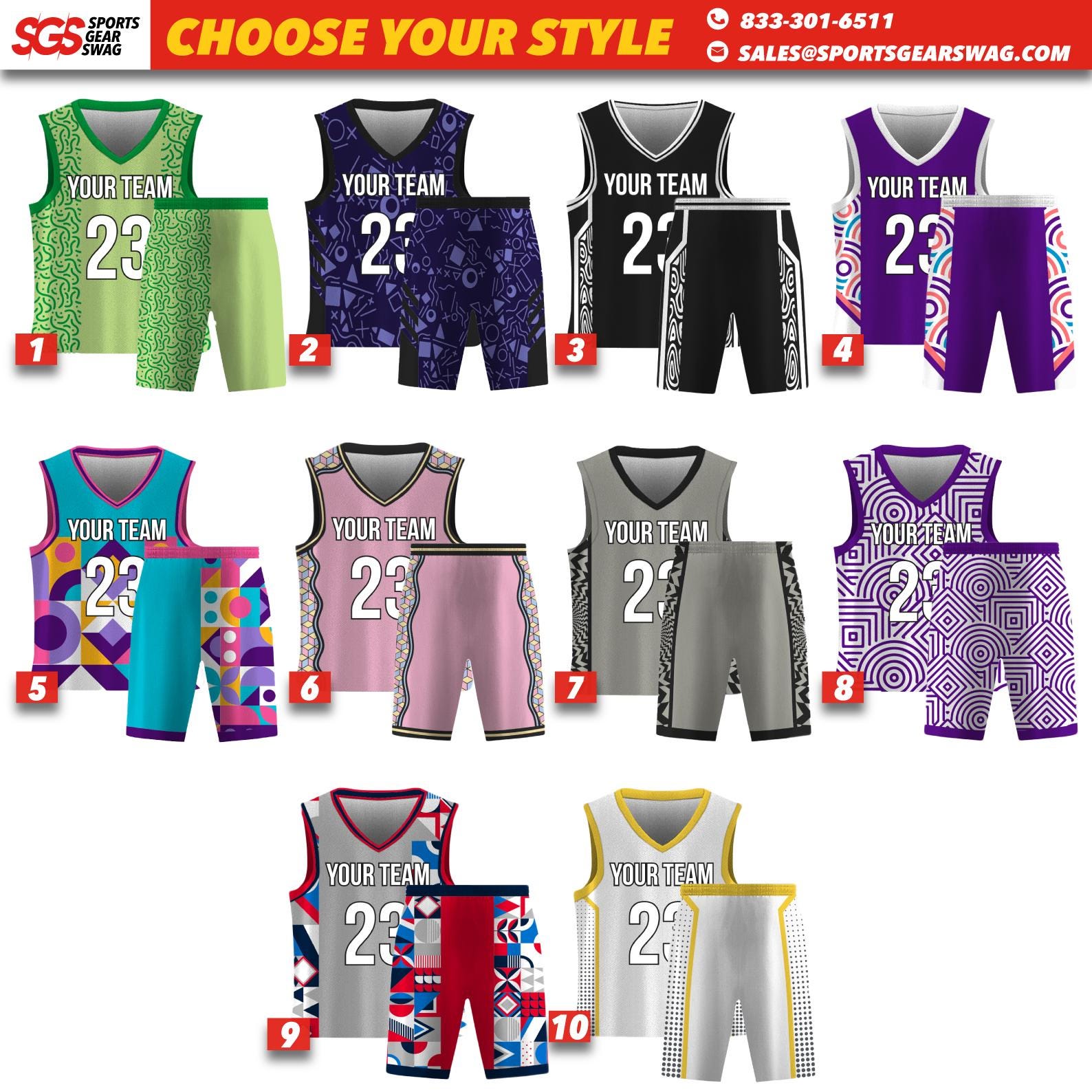 SGS Custom Shape Basketball Uniform – Team Name & Number, Full ...