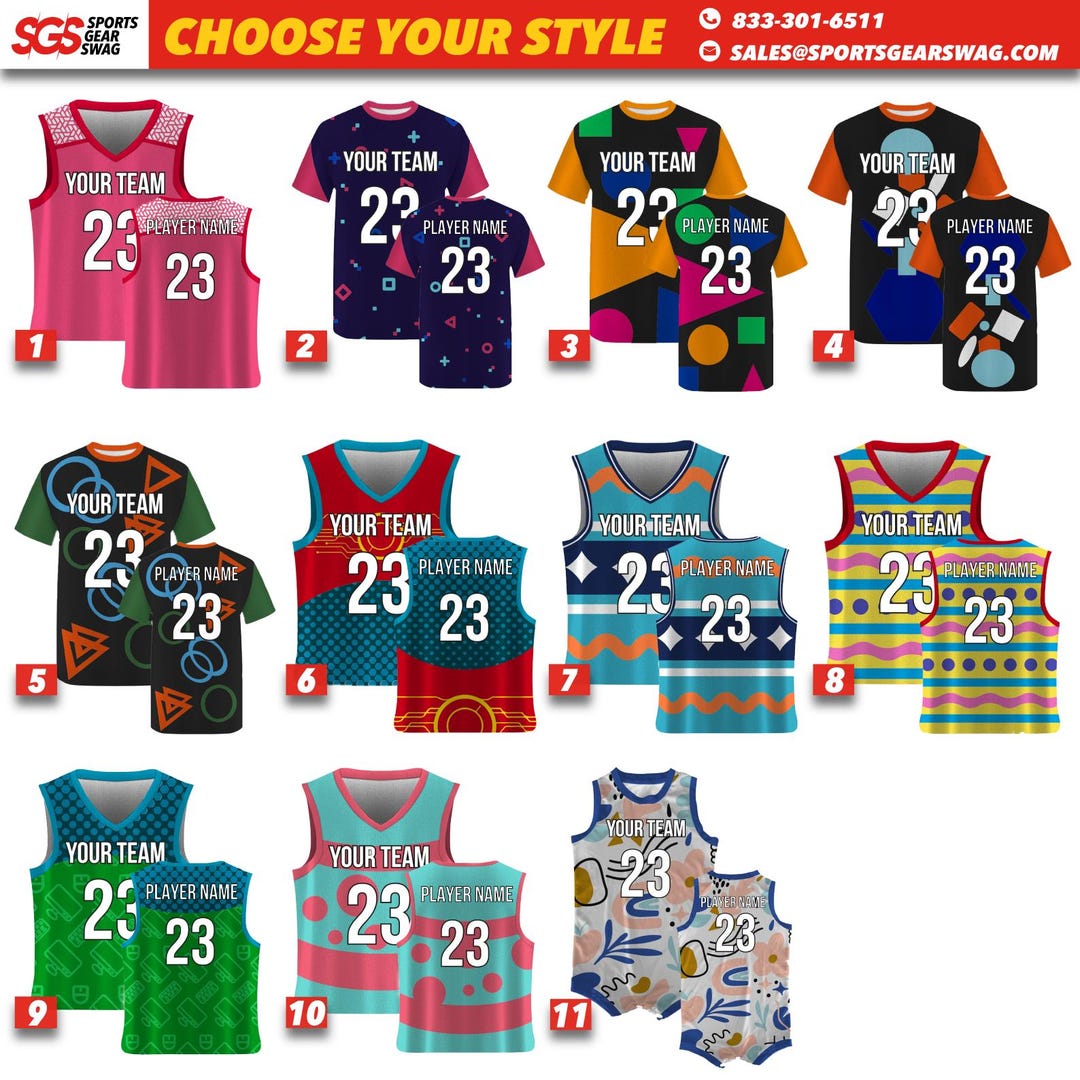 SGS Shape Reversible Basketball Jersey Team Name & Number, Full ...
