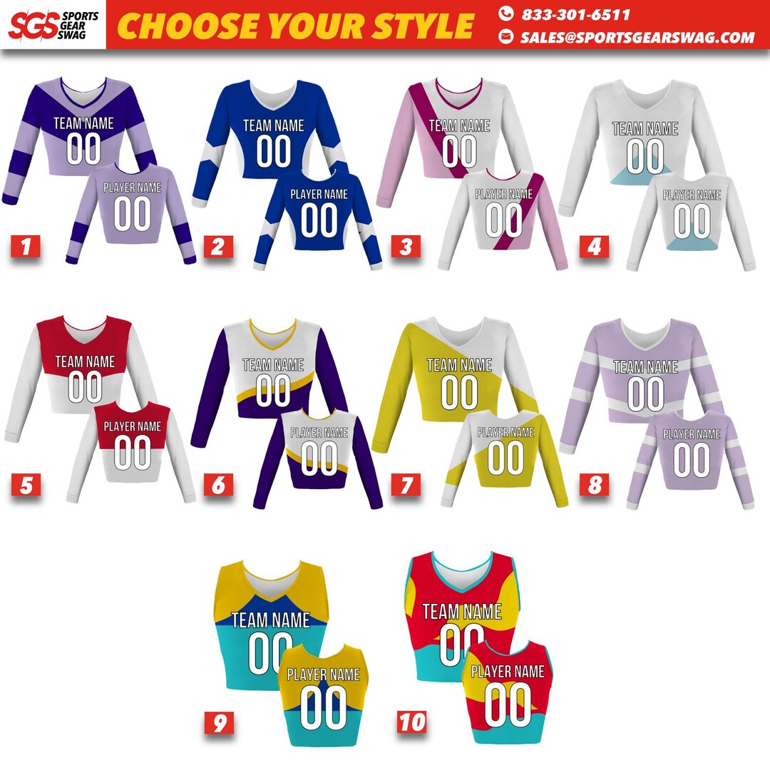 SGS Custom Cheerleading Jersey Team Name & Number, Full Sublimation ...