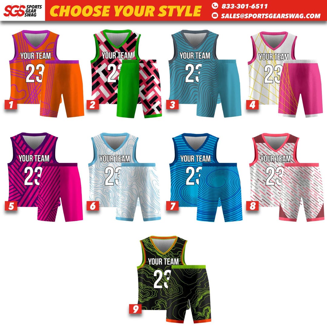 SGS Custom Lines Basketball Uniform Team Name & Number, Full ...