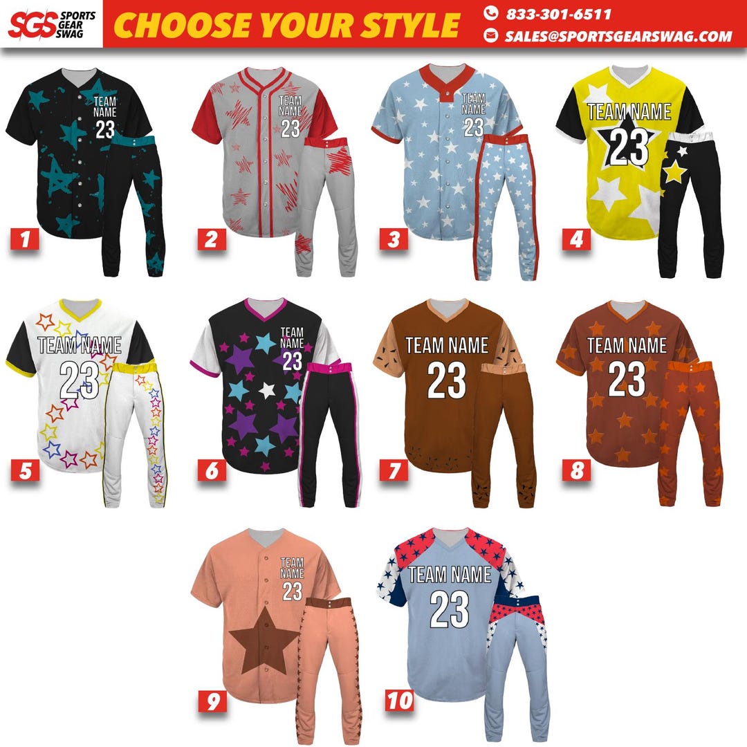 SGS Premium Baseball Game Uniform - Custom Team Name & Number, Full ...