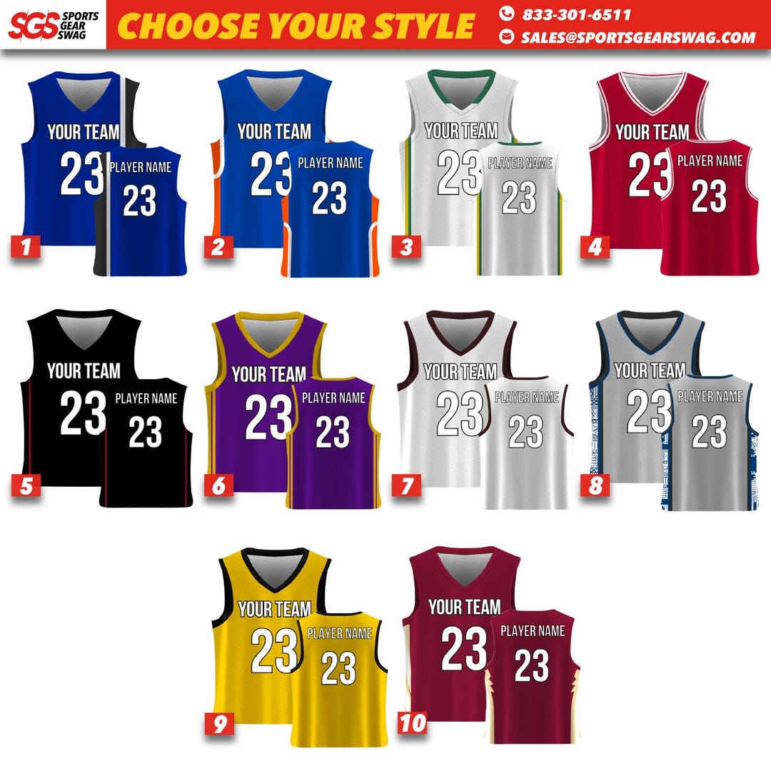 SGS College Reversible Basketball Jersey Team Name & Number, Full ...