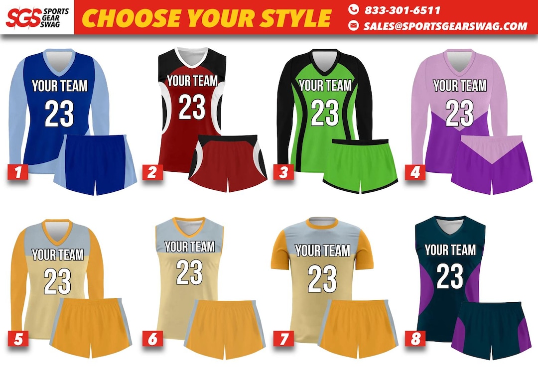SGS Premium Volleyball Game Uniform - Custom Team Name & Number, Full ...