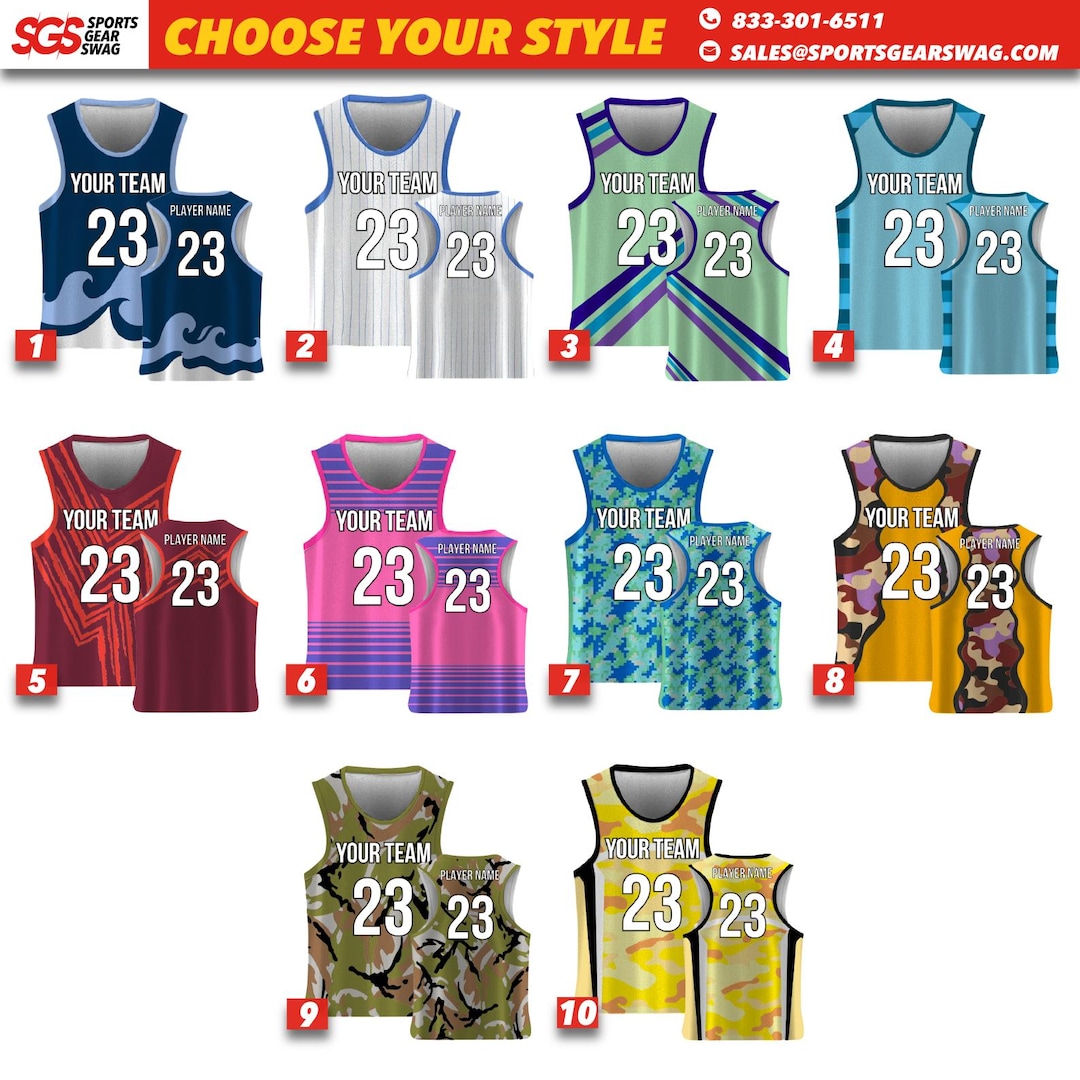 SGS Racerback Reversible Basketball Jersey Team Name & Number, Full ...