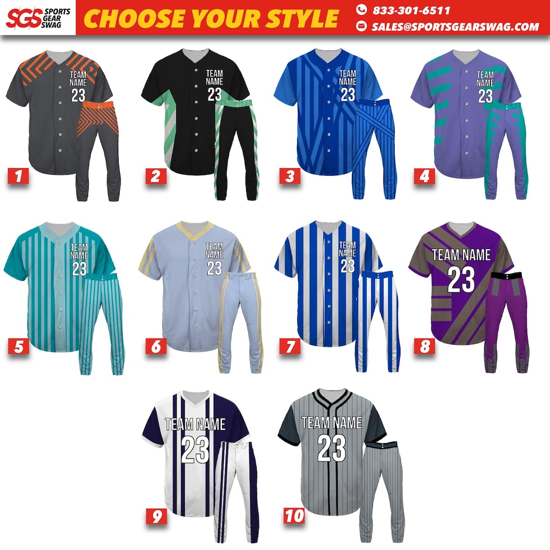 SGS Premium Baseball Game Uniform - Custom Team Name & Number, Full ...
