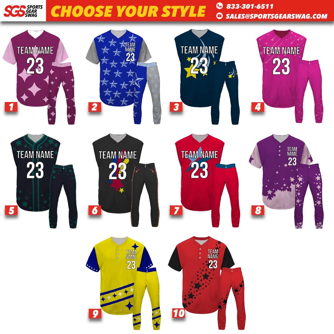 SGS Premium Baseball Game Uniform - Custom Team Name & Number, Full ...