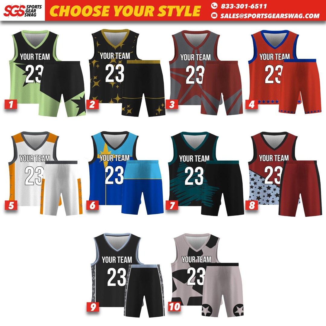 SGS Custom Mega Star Basketball Uniform Team Name & Number, Full ...