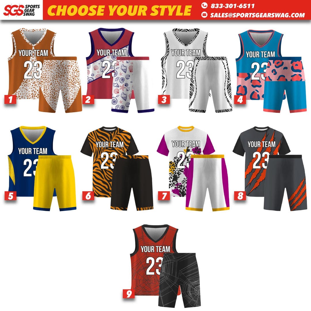SGS Animal Reversible Basketball Uniform – Custom Team Name & Number ...